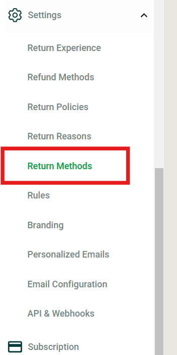 Setting up Return Methods