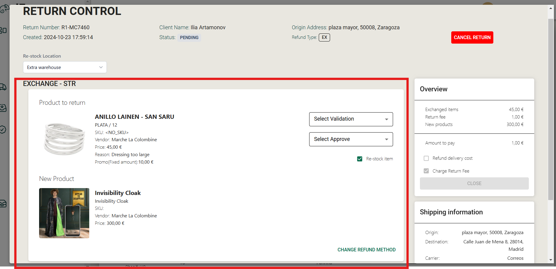 How to manage an exchange or return?